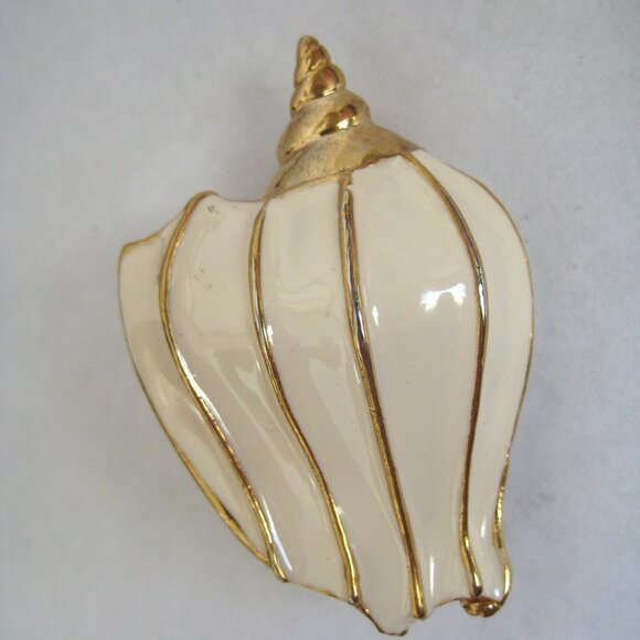 Estate | Jewelry | Estate Vintage Cream Colored Enamel Wgold Conch ...